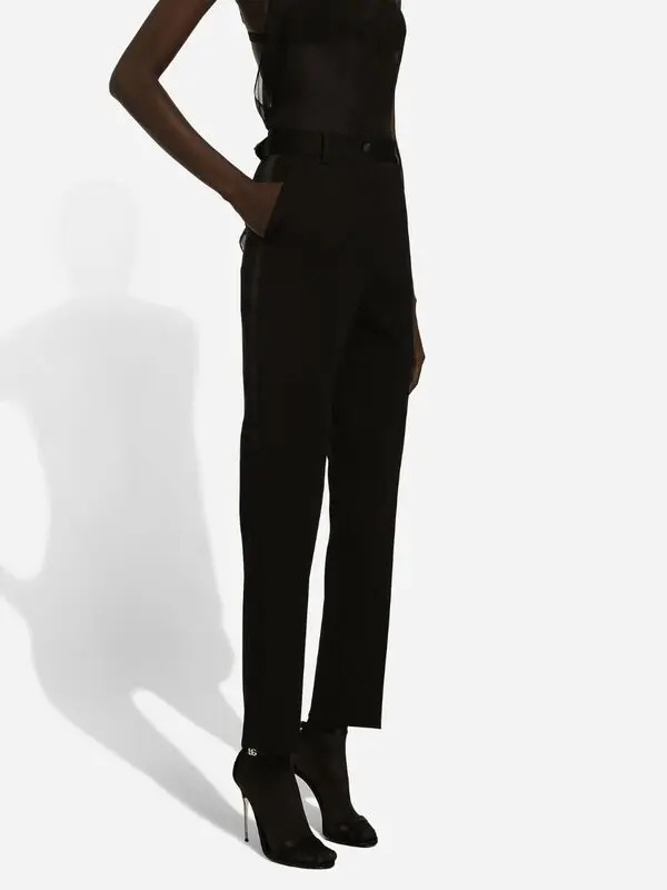 Dolce & Gabbana Wool Gabardine Cigarette Pants - Black