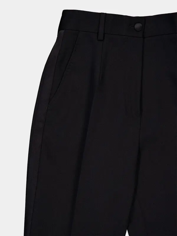 Dolce & Gabbana Wool Gabardine Cigarette Pants - Black