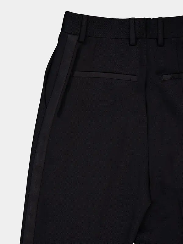 Dolce & Gabbana Wool Gabardine Cigarette Pants - Black