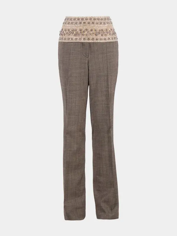 Stella McCartney Crystal-embellished Wool Trousers - Green