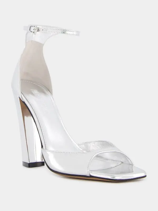 Paris Texas Grace Mirror Leather Sandals - Silver