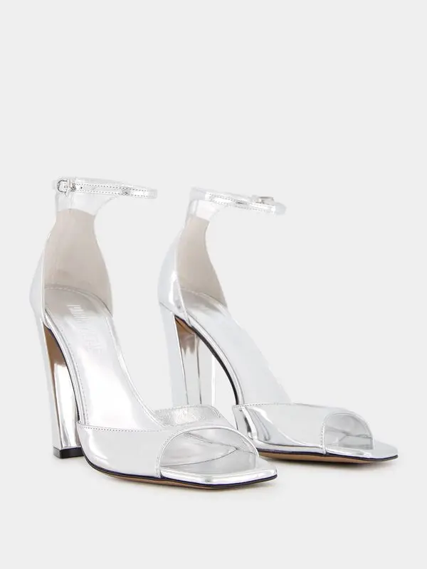 Paris Texas Grace Mirror Leather Sandals - Silver