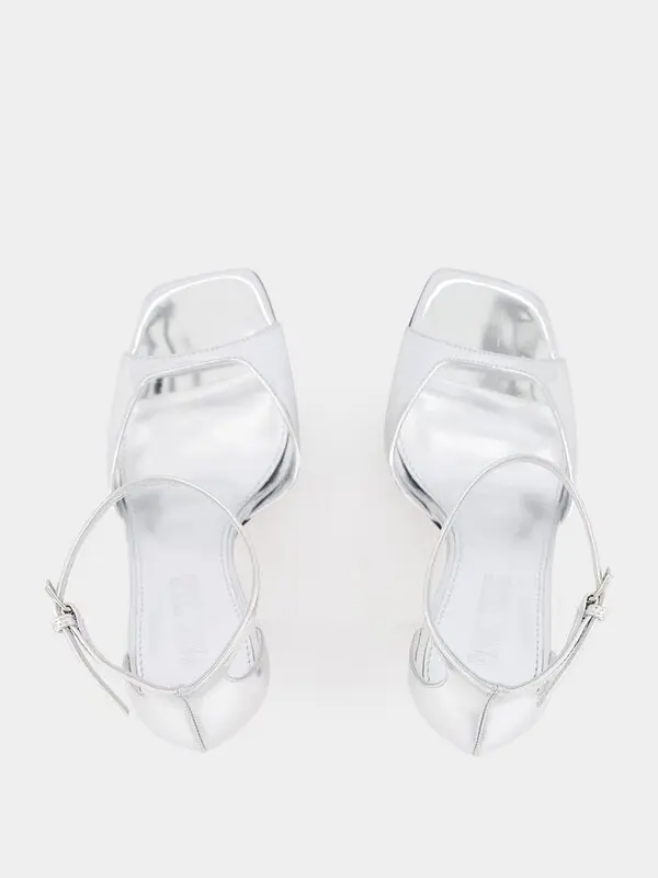 Paris Texas Grace Mirror Leather Sandals - Silver