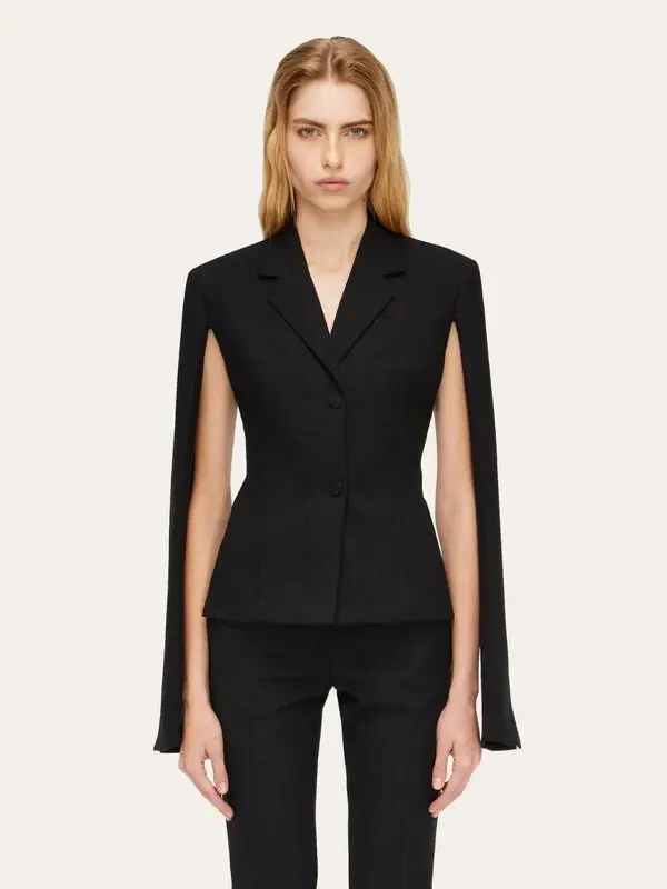 FERRAGAMO Cut-out Wool Blazer - Black