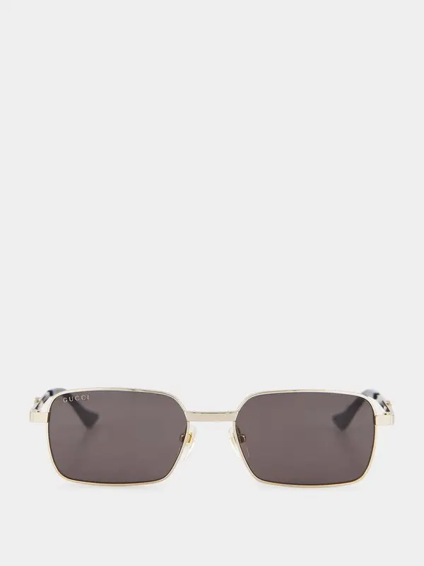 Gucci Rectangular Frame Sunglasses - Gold