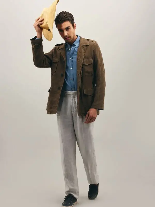 Boglioli Garment-dyed Linen Field Jacket - Brown