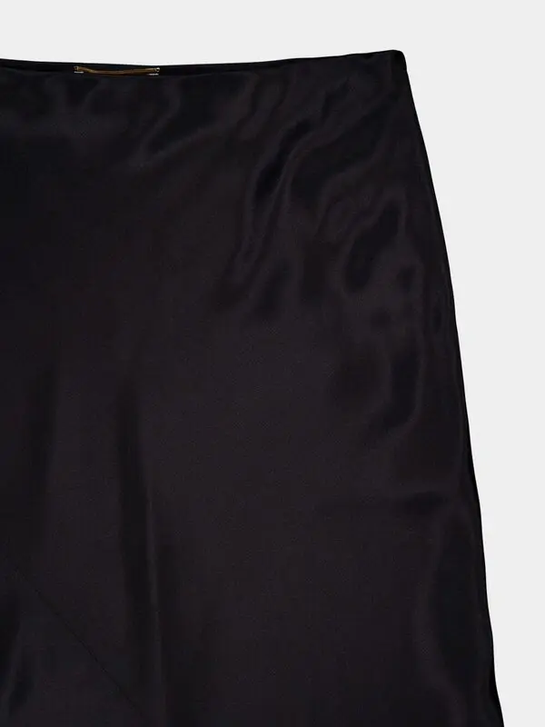 Saint Laurent Silk Satin Long Skirt - Black