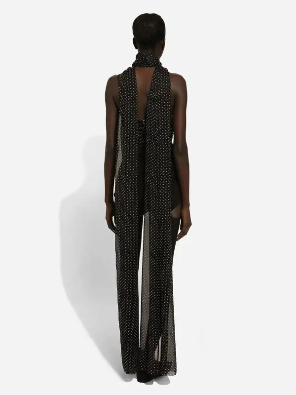 Dolce & Gabbana Polka-dot Silk Chiffon Top With Scarf Detail