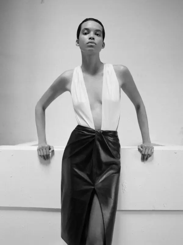 Saint Laurent Lambskin Twist Pencil Skirt