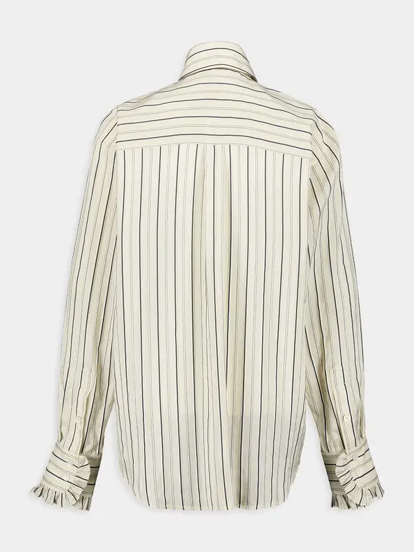 Stella McCartney Silk-blend Striped Shirt With Ruffle Detail - Cream