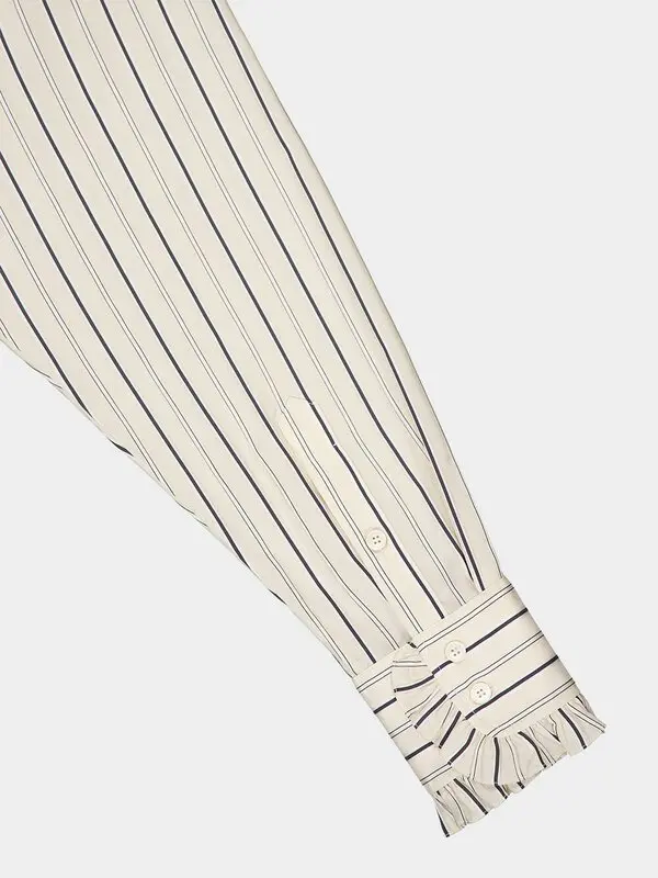 Stella McCartney Silk-blend Striped Shirt With Ruffle Detail - Cream