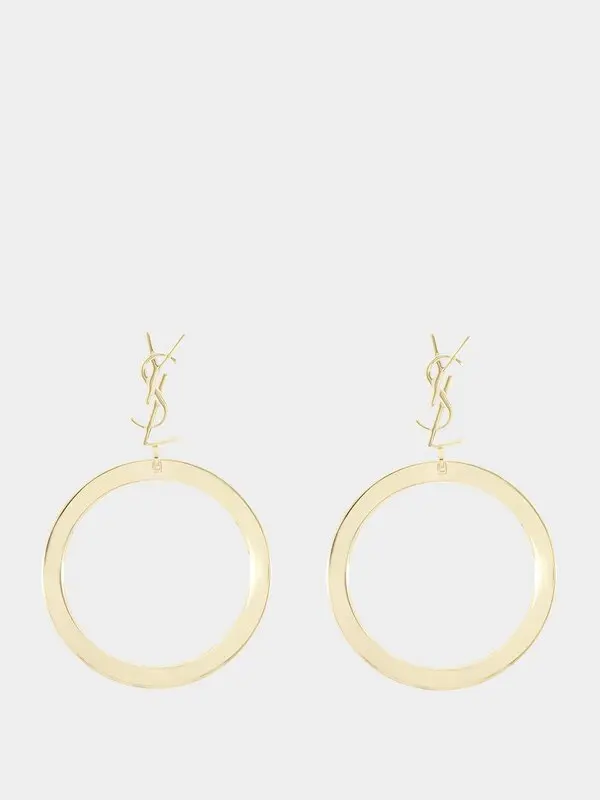 Saint Laurent Cassandre Pendant Hoop Earrings - Gold