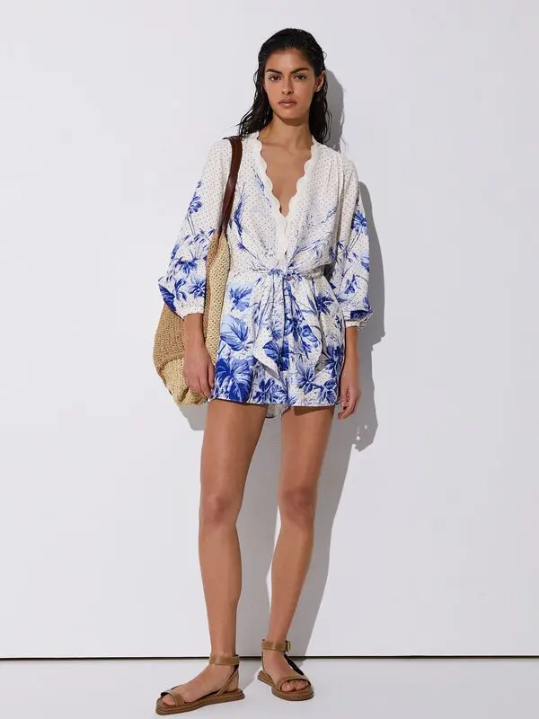 REISS Bonnie Scarf-print Beach Cover-up Playsuit