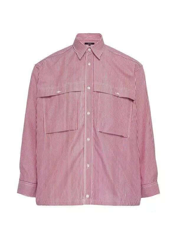 Comme Des Garçons Striped Chest-pockets Shirt - Red