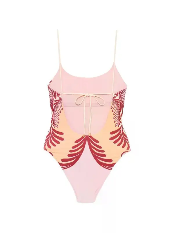 Farm Rio Floral Print One Piece Swimsuit - Orange
