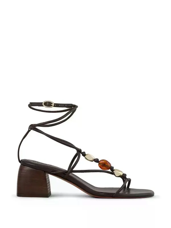 Ba&sh Caya Beaded Ankle-tie Sandals - Brown