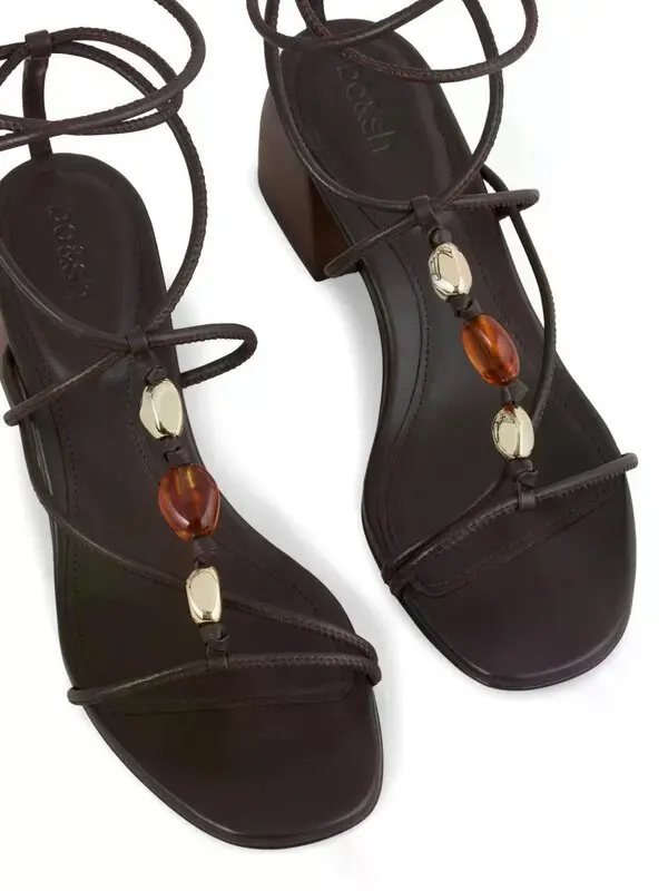 Ba&sh Caya Beaded Ankle-tie Sandals - Brown