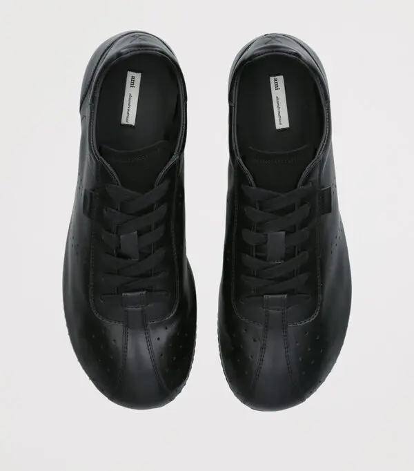 AMI Paris Leather Step Sneakers - Black