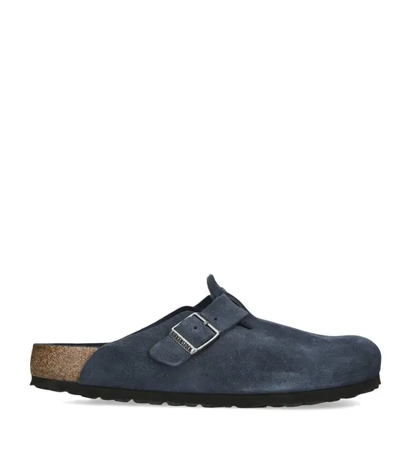 BIRKENSTOCK Suede Boston Clogs - Navy