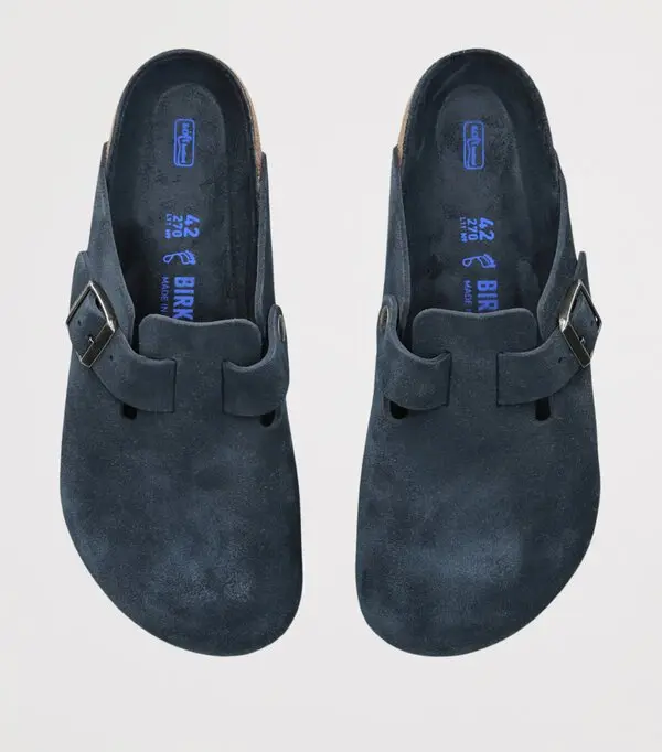 BIRKENSTOCK Suede Boston Clogs - Navy