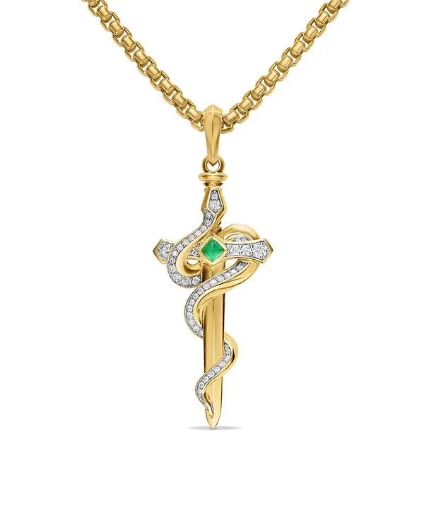 David Yurman Ouroboros Amulet With Emerald And Diamonds - Gold