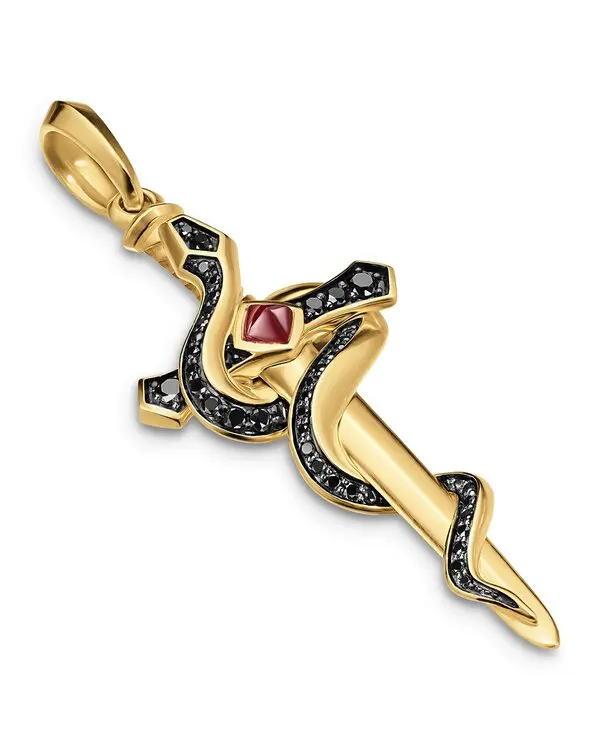 David Yurman Ouroboros Snake Amulet With Ruby And Black Diamonds