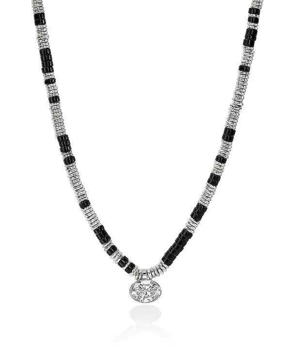 John Hardy Sterling Diamond And Onyx Pendant Necklace - Silver