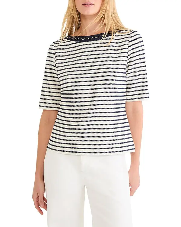 NIC+ZOE Embroidered Boat Neck Top