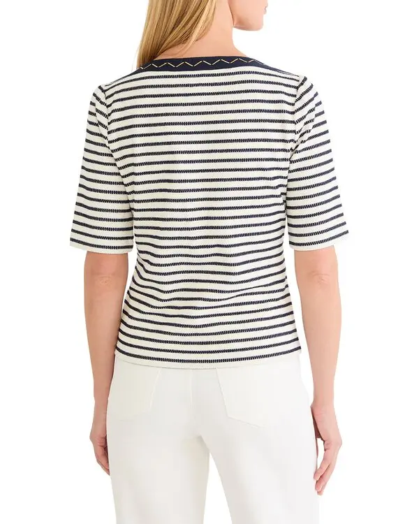 NIC+ZOE Embroidered Boat Neck Top