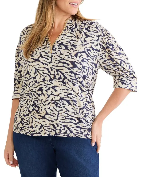 NIC+ZOE Contrast Swirl Top