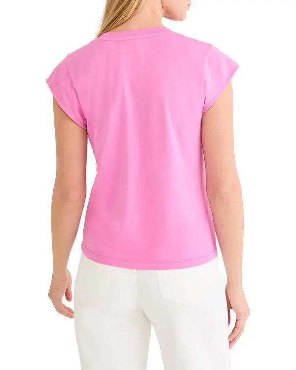 NIC+ZOE Cap Sleeve V-neck Supima Cotton Tee - Crocus