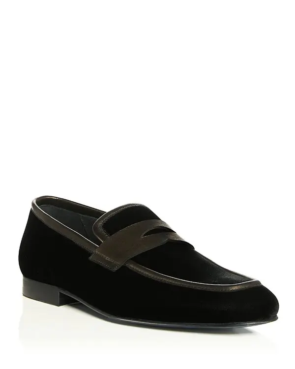 STUART WEITZMAN Dino Velvet And Leather Loafers