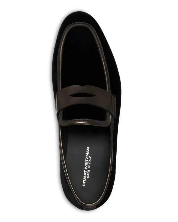 STUART WEITZMAN Dino Velvet And Leather Loafers
