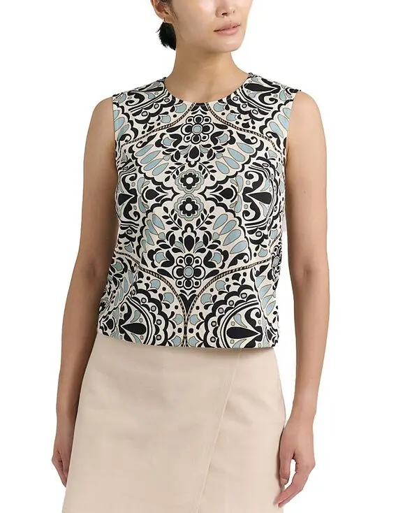 CARTOLINA Printed Cotton Blend Top - Tidal Pool