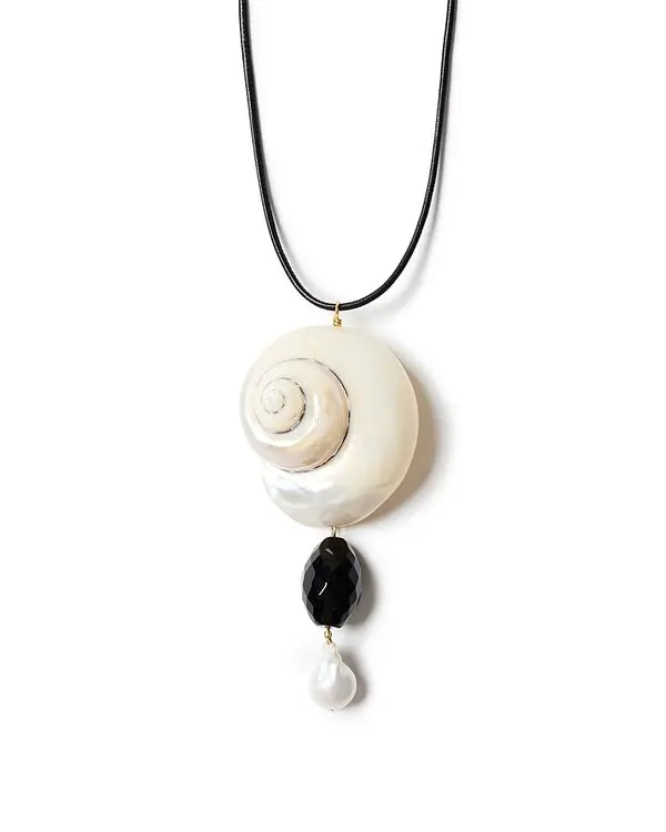 Chan Luu Magpie Shell And Gemstone Pendant Necklace - White Pearl