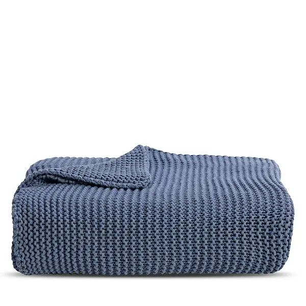 CHRISTY Oslo Chunky Knit Cotton Throw - Denim