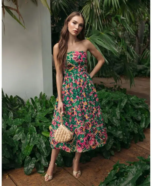 Mac Duggal Floral Embroidered Dress