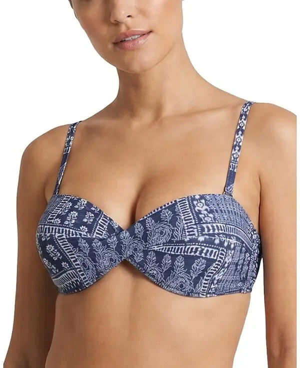 CHANGE OF SCENERY Loryn Twist Bandeau Printed Bikini Top - Tivara Patchwork