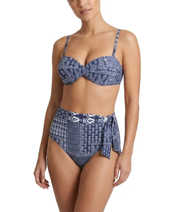 CHANGE OF SCENERY Loryn Twist Bandeau Printed Bikini Top - Tivara Patchwork