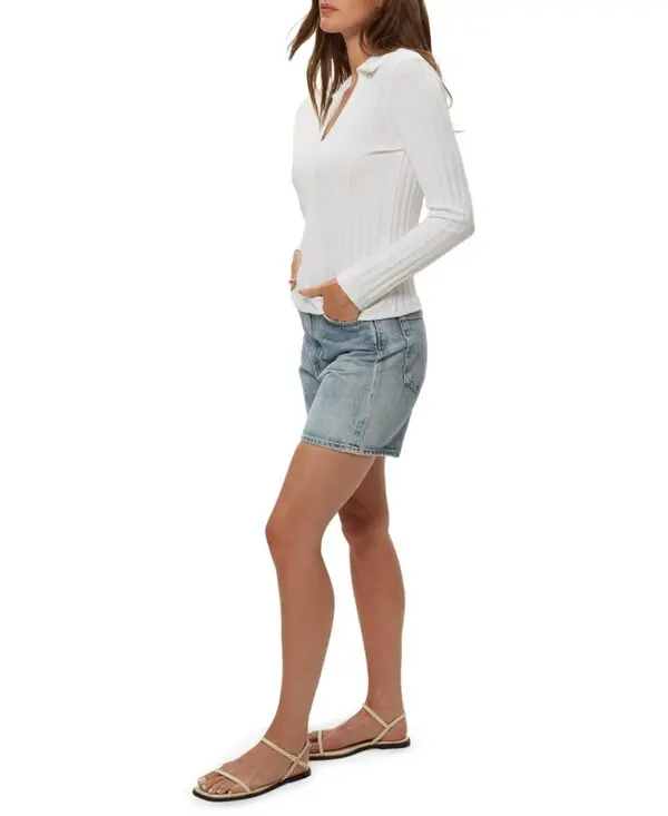 Michael Stars Liyah Long Sleeve Collared Top - White