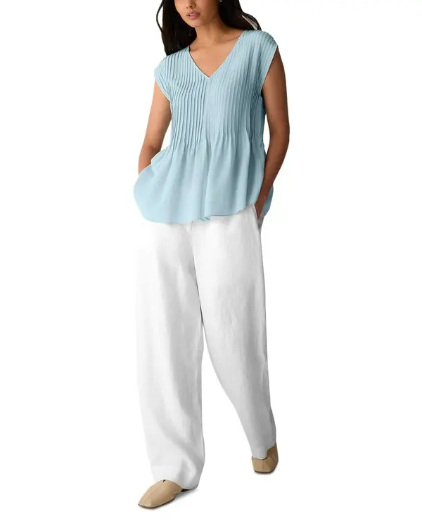Eileen Fisher Silk Crepe De Chine V-neck Top