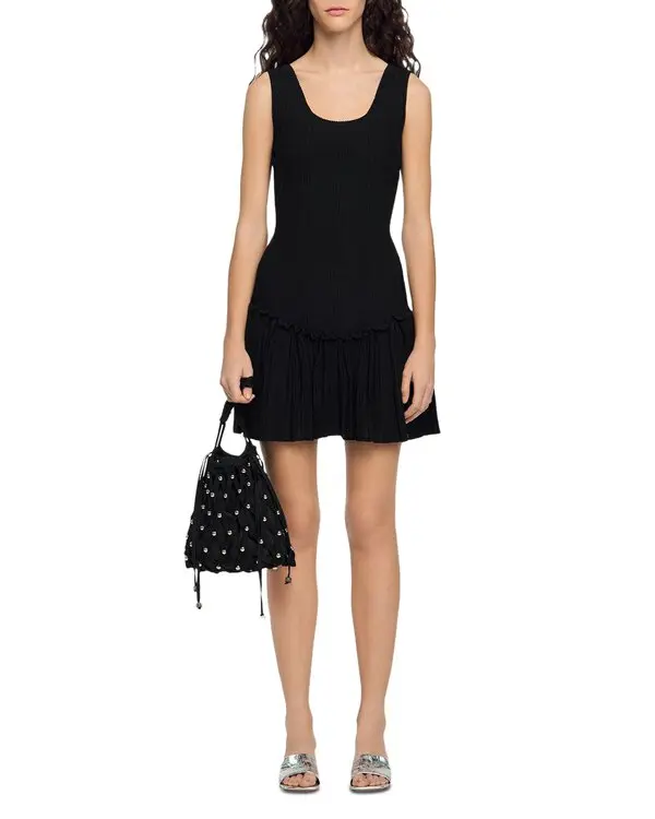 Sandro Soane Studded Net Mesh Bucket Bag