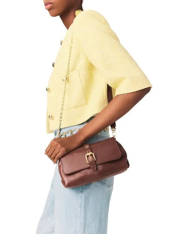 Maje Miss M Leather Shoulder Bag - Brown
