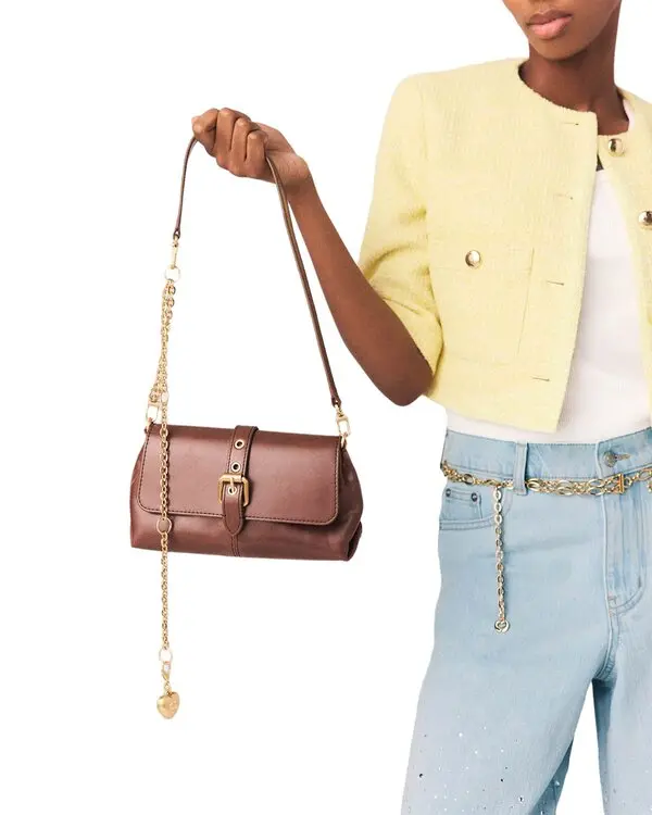 Maje Miss M Leather Shoulder Bag - Brown