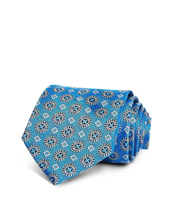 David Donahue Silk Classic Medallion Necktie - Blue