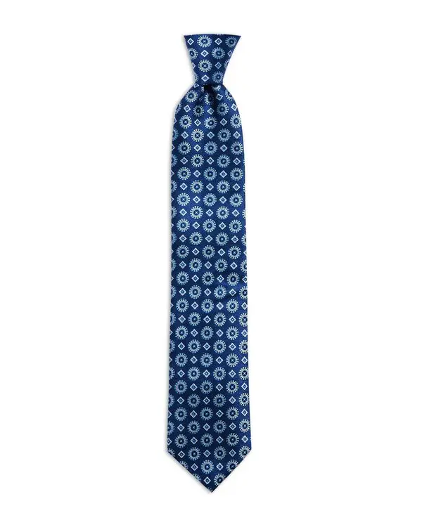 David Donahue Silk Classic Medallion Necktie - Navy