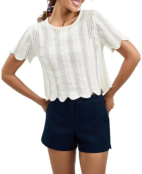 Trina Turk Playa Largo Crochet Knit Top - Whitewash