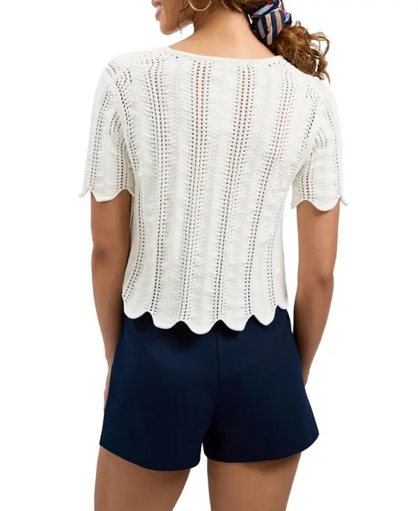 Trina Turk Playa Largo Crochet Knit Top - Whitewash
