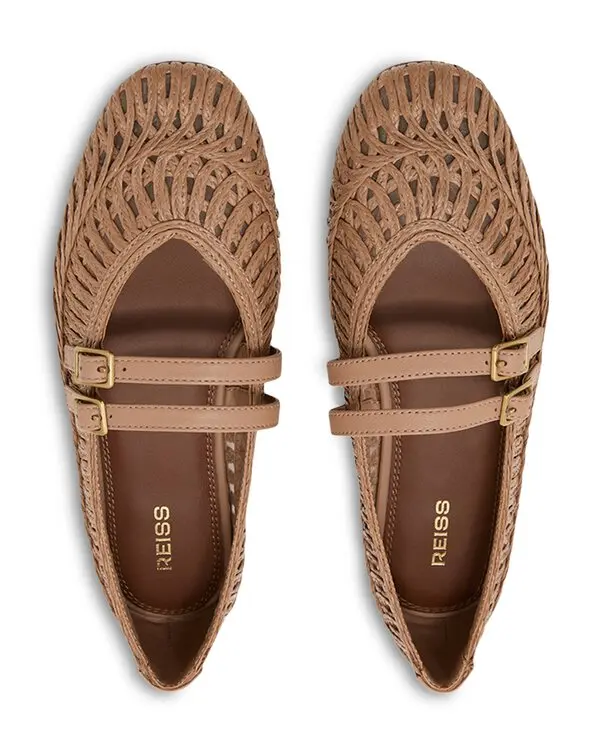 REISS Jute Leather Ballet Flats - Neutral