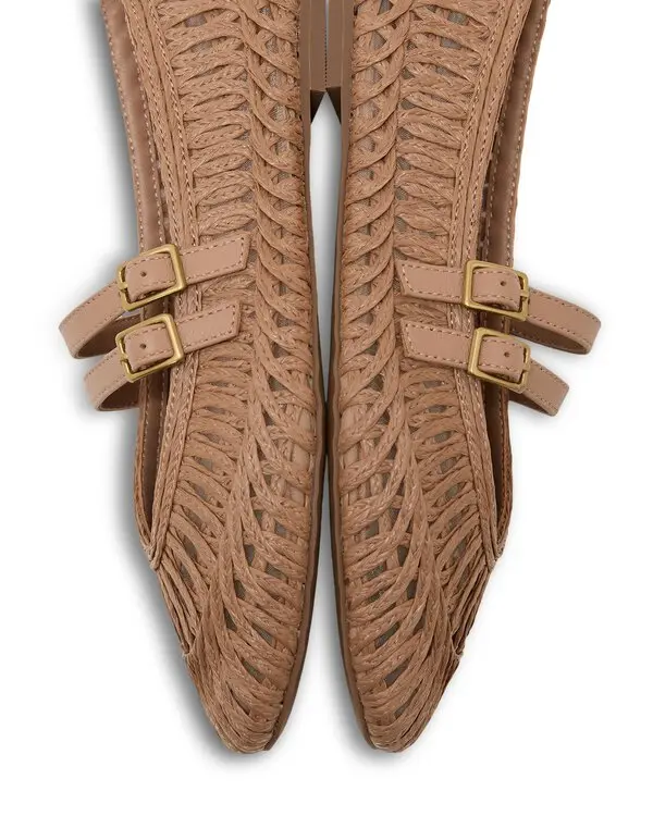 REISS Jute Leather Ballet Flats - Neutral